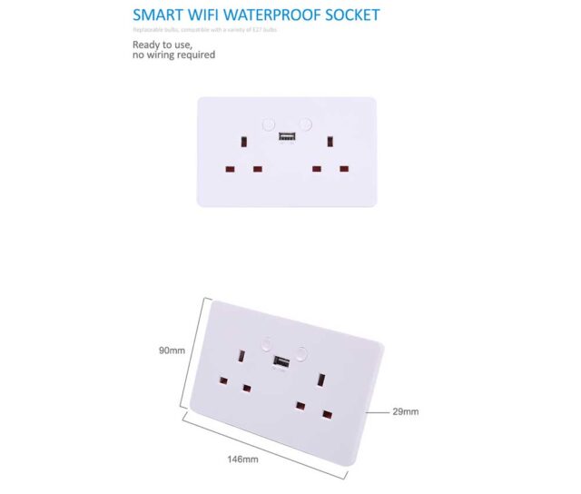 Robots Cyprus Smart Home Series UK Wall Double Socket Wifi - Robots Cyprus