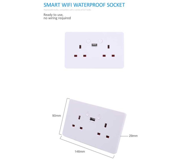 Robots Cyprus Smart Home Series UK Wall Double Socket Wifi - Robots Cyprus